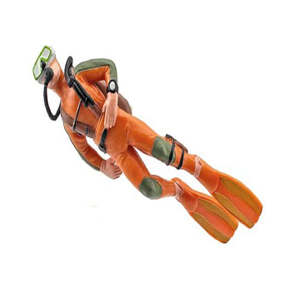 Scuba Diver Ornament Orange - Roxy Aquarium